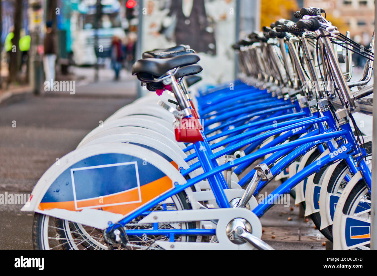 City bicycles in line Stock Photo - Alamy