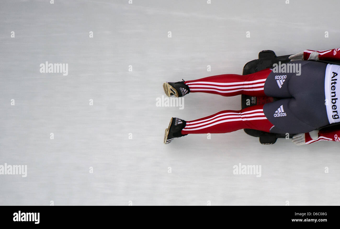 Canadian skeleton pilot Amy Gough competes at the skeleton world cup in ...