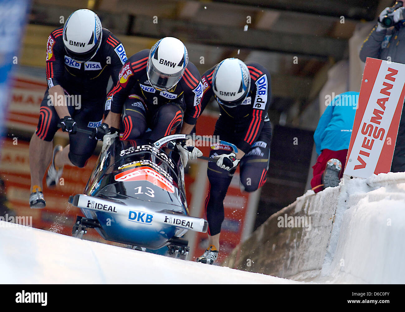 Bob pilot Thomas Florschuetz and his pushers Ronny Listner, Kevin Kuske ...