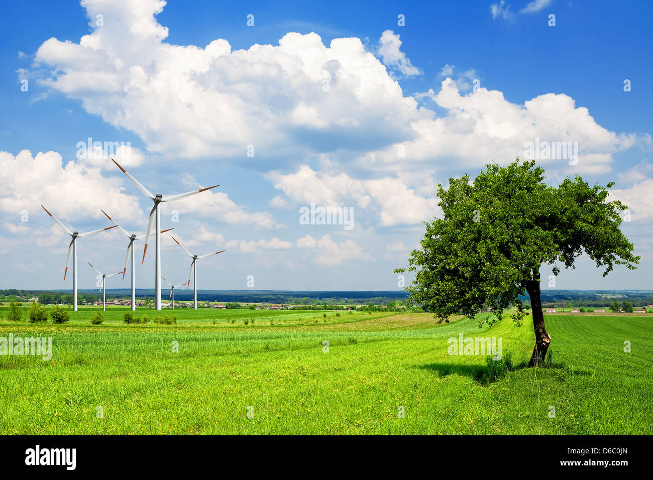 Wind turbine in green nature Stock Photo - Alamy