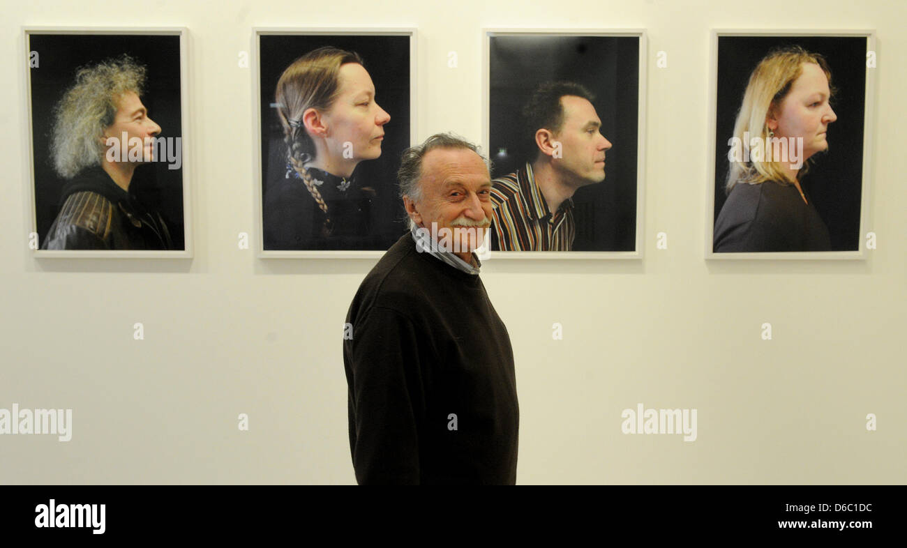 Photographer Boris Mikhailov poses in front of his portait series at ...