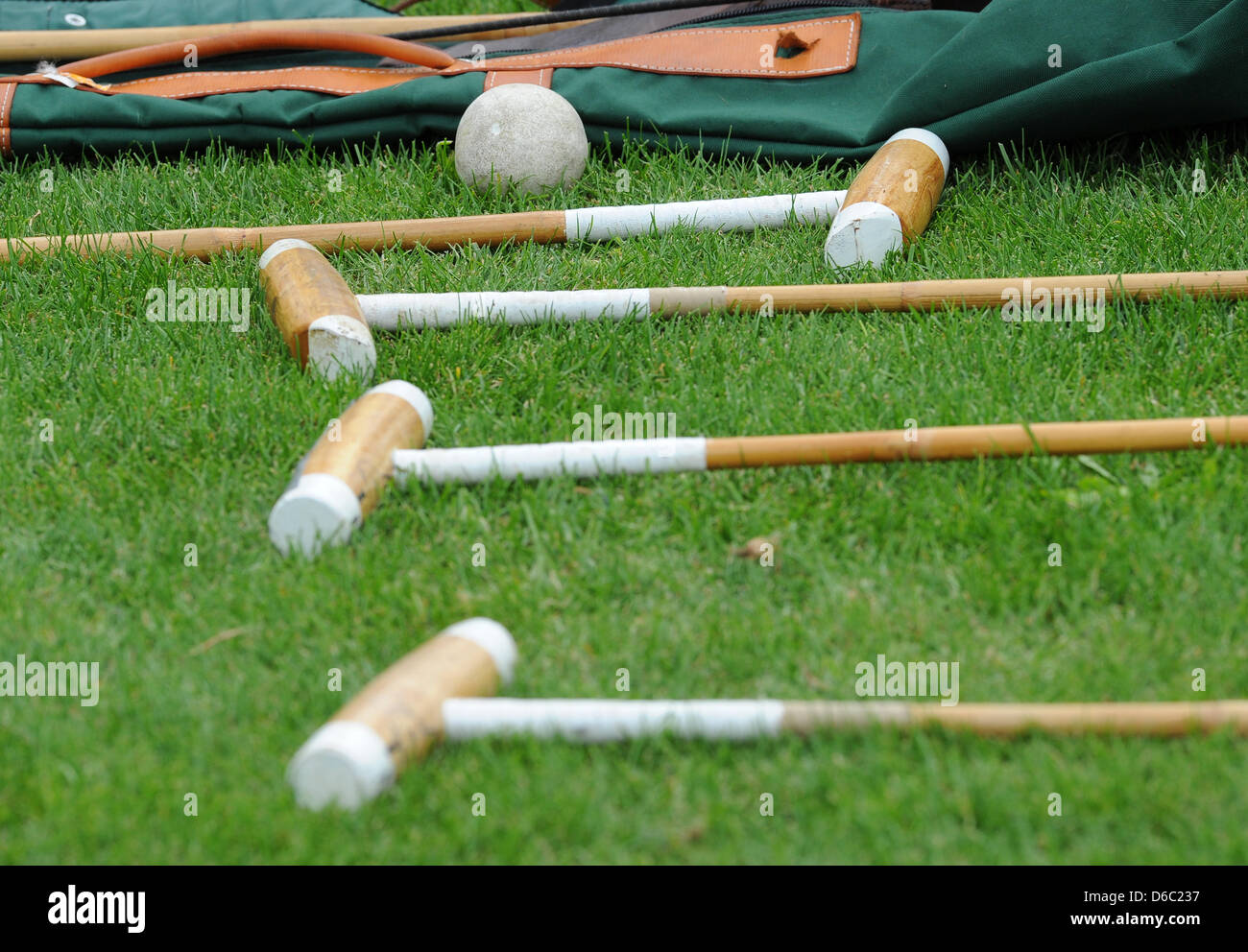 Mallets and a polo ball are seen during the German Polo Championship at ...
