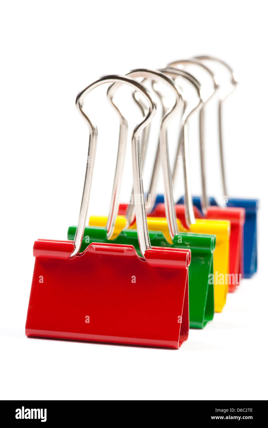 group of multicolor paper clips isolated on white background Stock ...