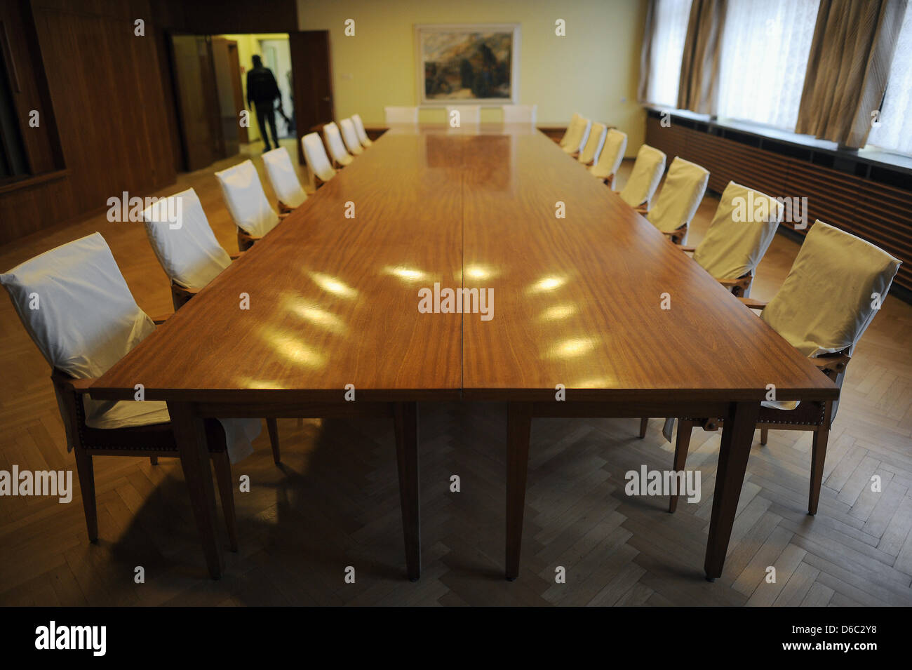 A reporter leaves the original conference room of Head of the Stasi ...