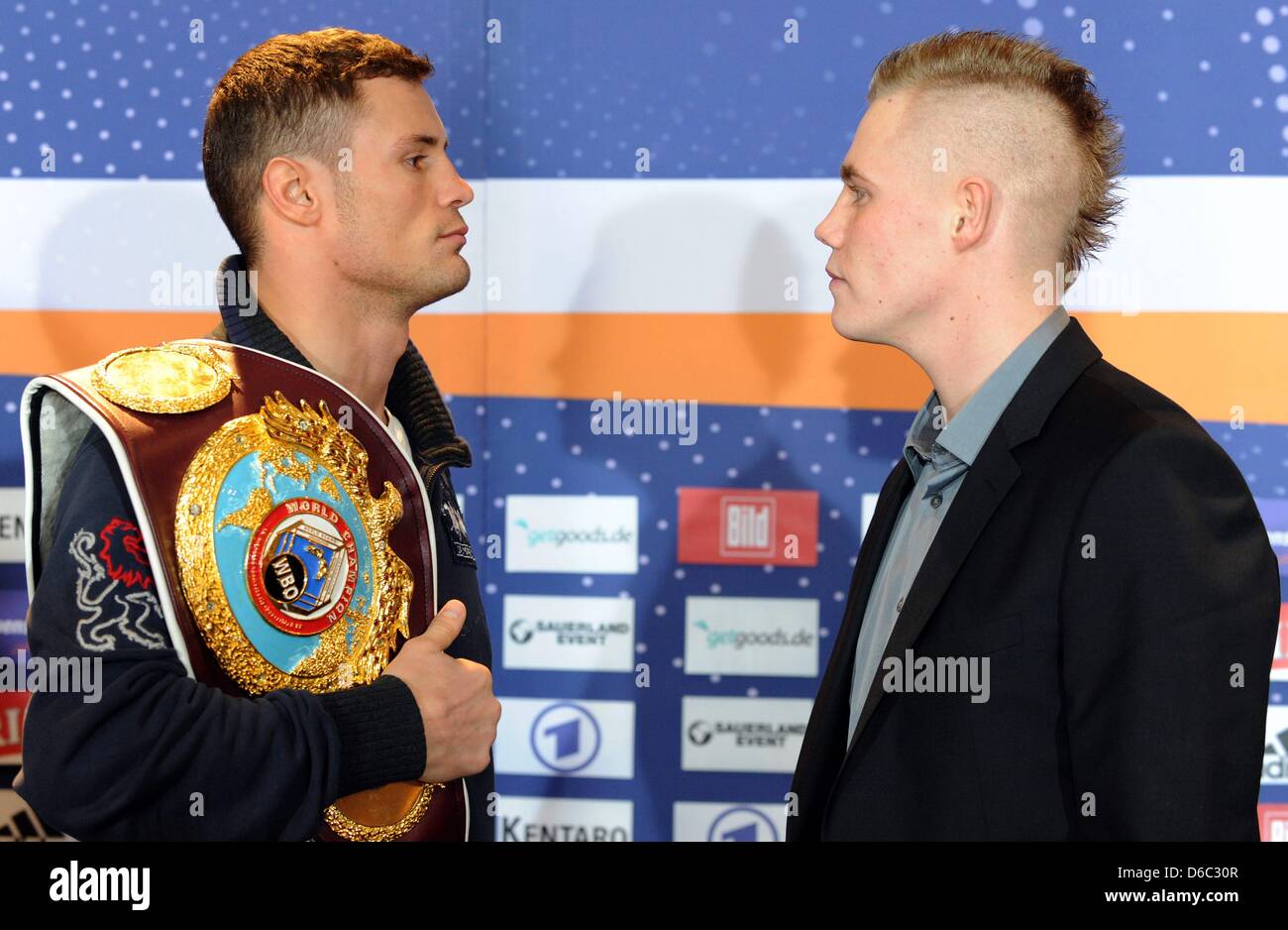 Professional boxer Robert Stieglitz (L), WBO world champion in super ...