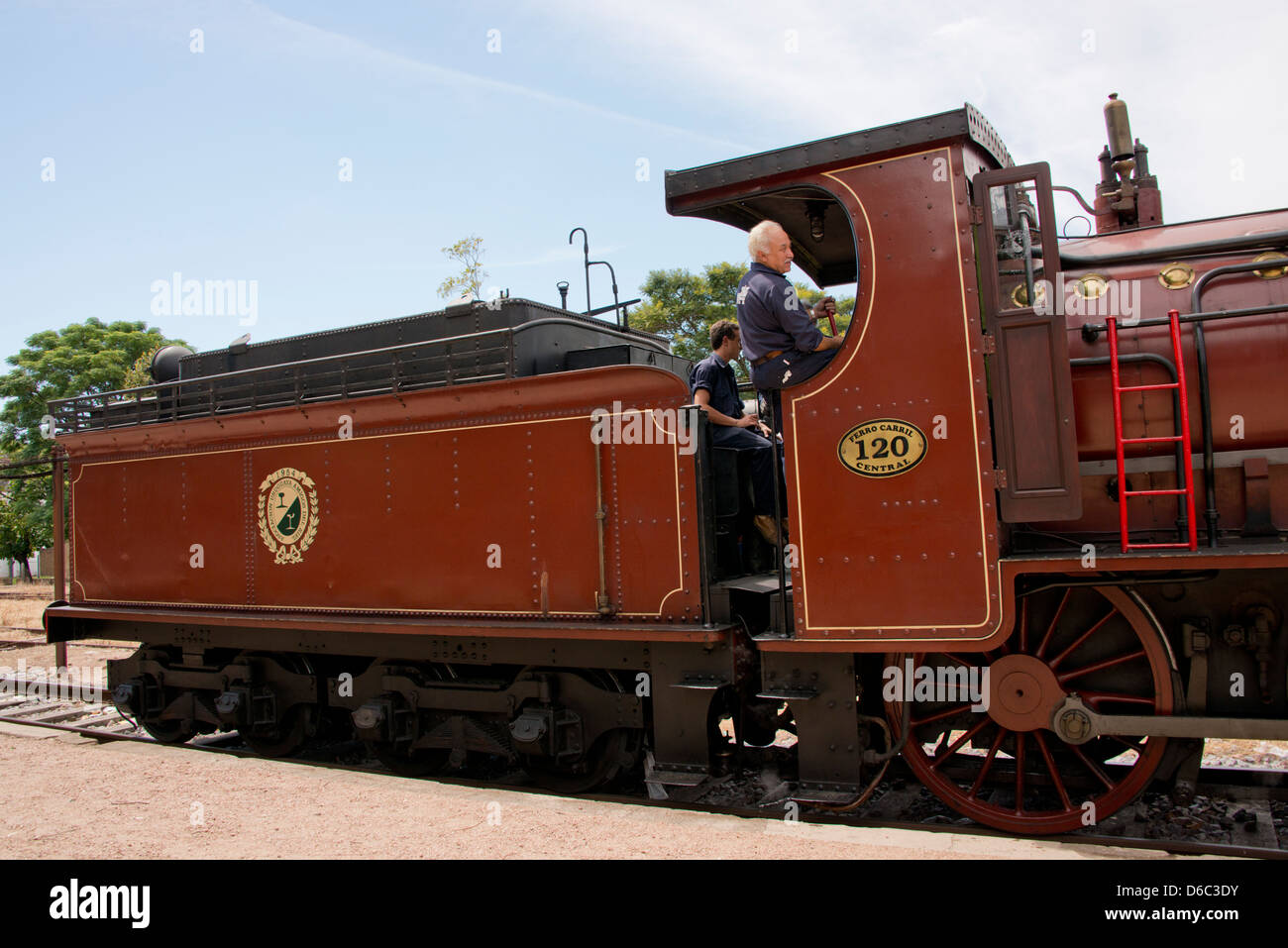 Uruguay, Montevideo, Colon area. Vintage steam train, circa 1910, fully ...