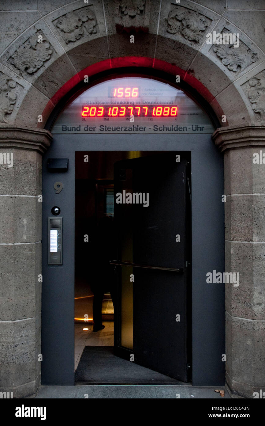 The debt clock at the headquarters of the Association of Taxpayers ...