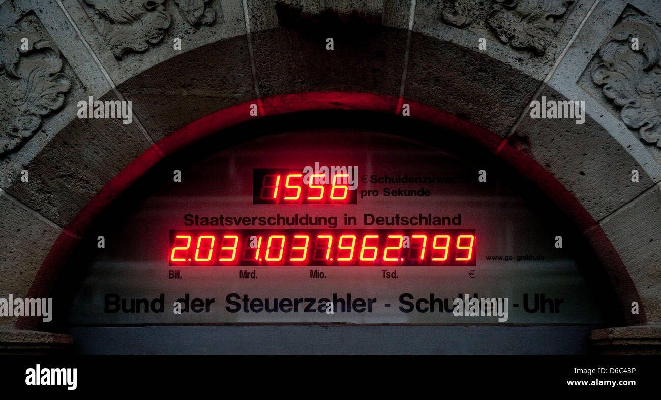 The debt clock at the headquarters of the Association of Taxpayers ...