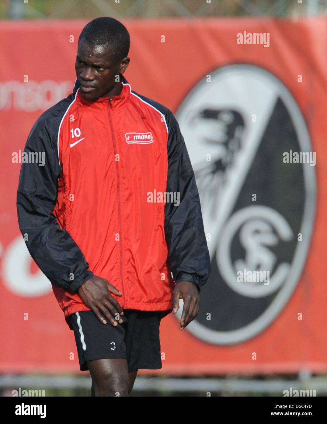 New arrival Fallou Diagne is pictured during SC Freiburg's practice in ...
