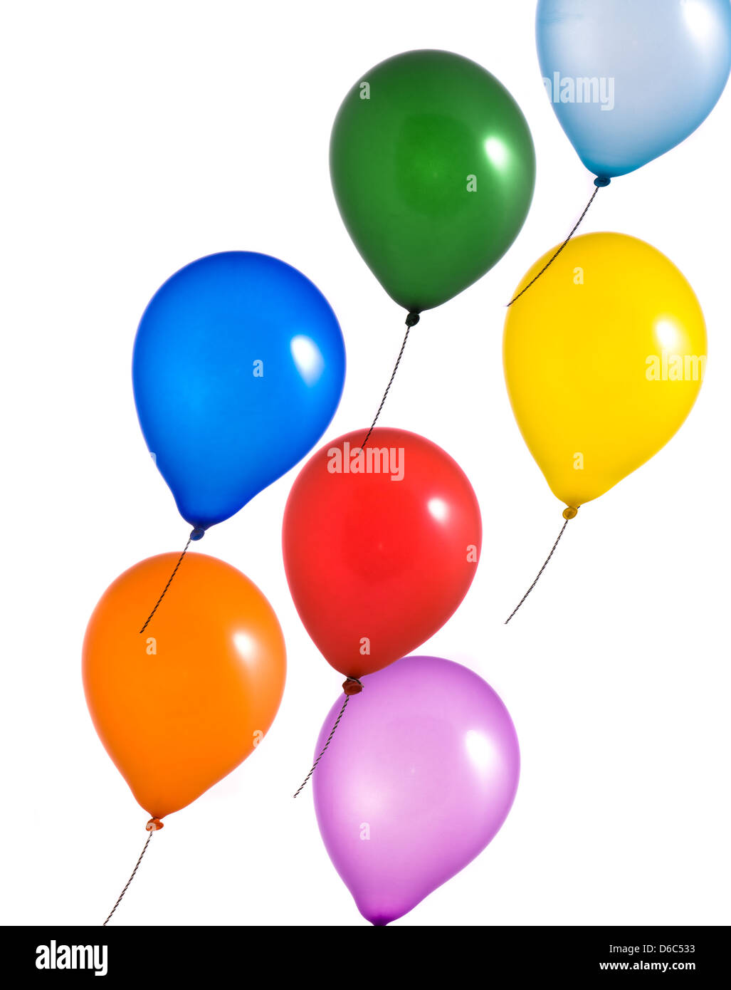 Multi color balloons on white background Stock Photo - Alamy