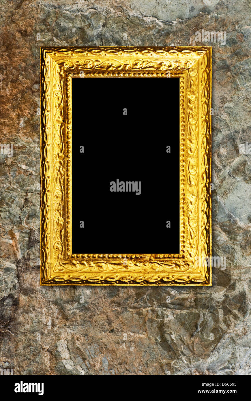 Gold frame on a stone background Stock Photo - Alamy