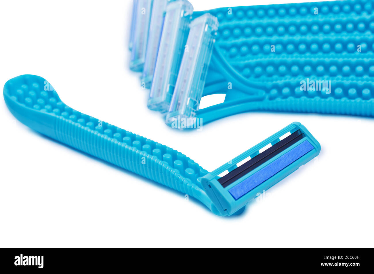 Bunch of blue razors Stock Photo - Alamy