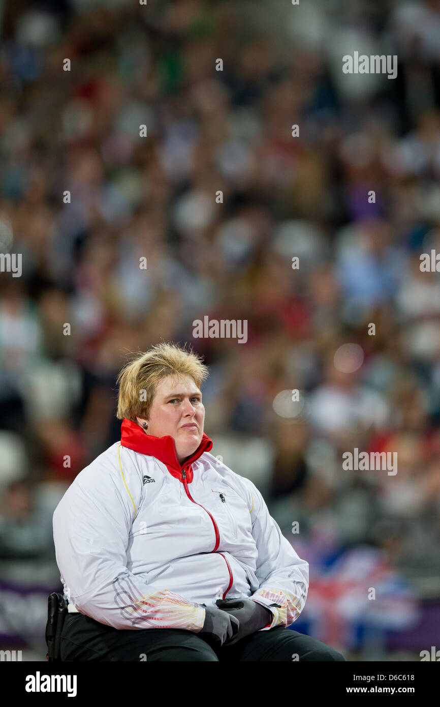 Ilke Wyludda of Germany prepares for the women's discus throw F57/58 ...