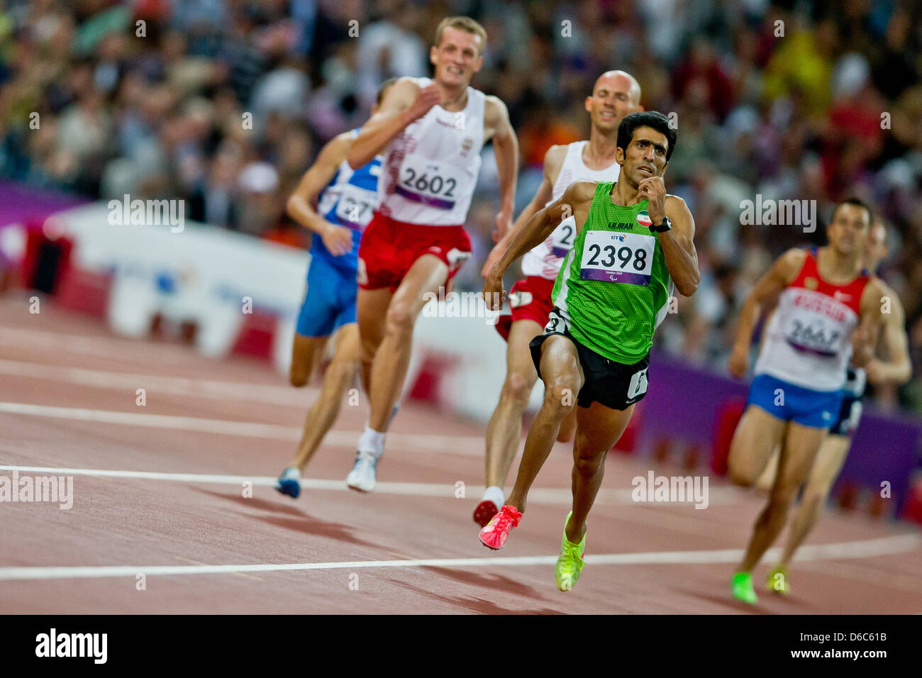 Gold medalist Peyman Nasiri Bazanjani (C) of Iran competes the men's ...