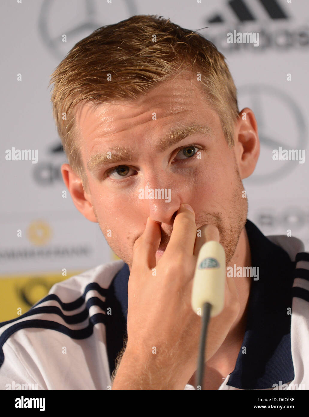 German national soccer player Per Mertesacker speaks at a press ...