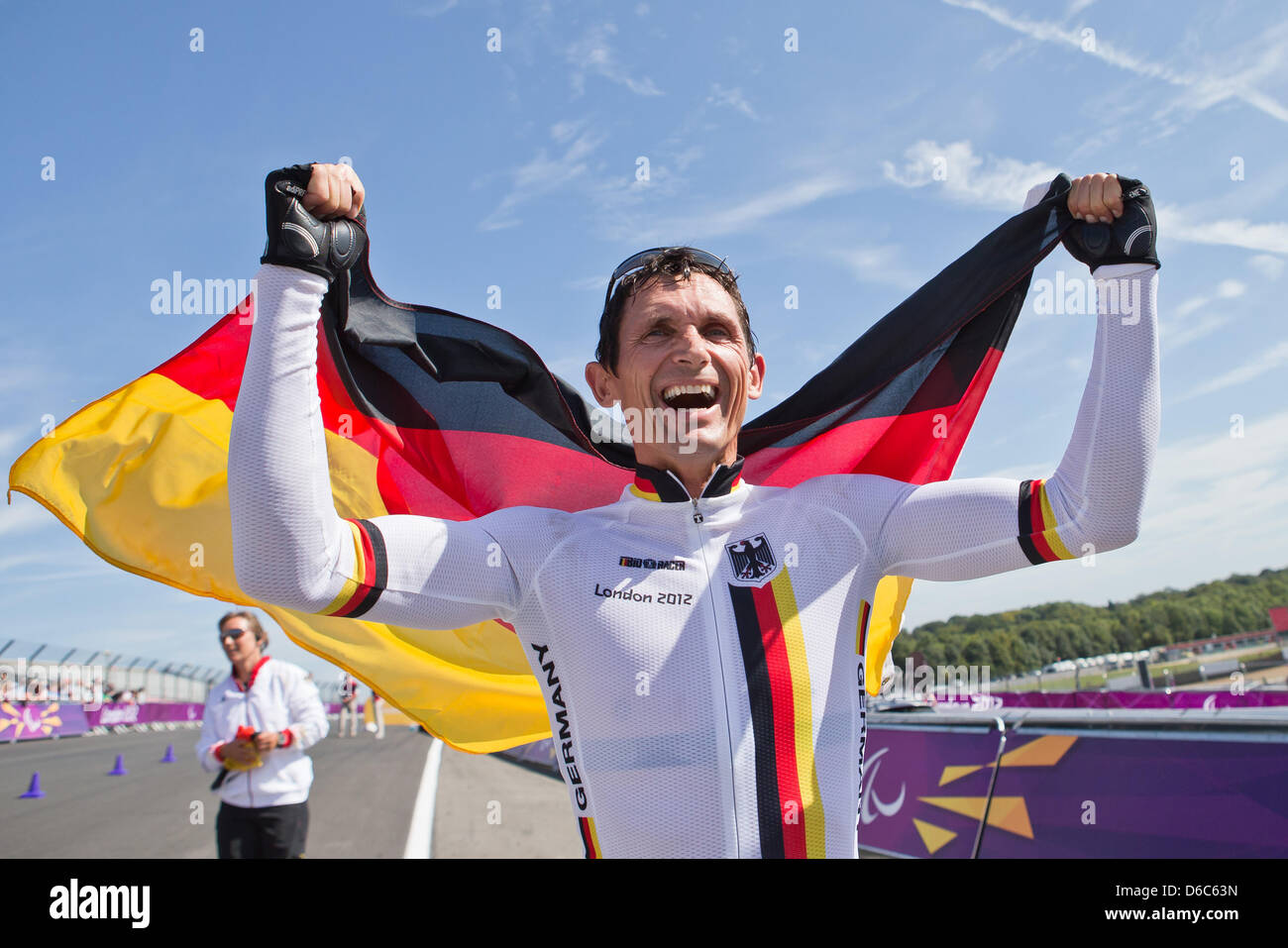 Michael Teuber of Germany celebrates after winning the Men's Individual ...