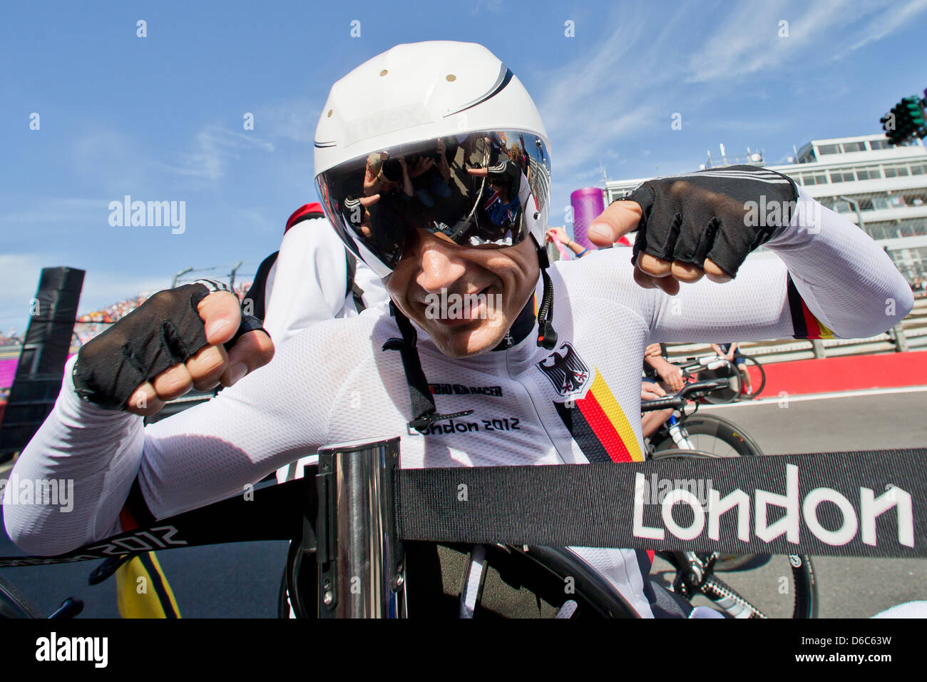 Michael Teuber of Germany celebrates after winning the Men's Individual ...
