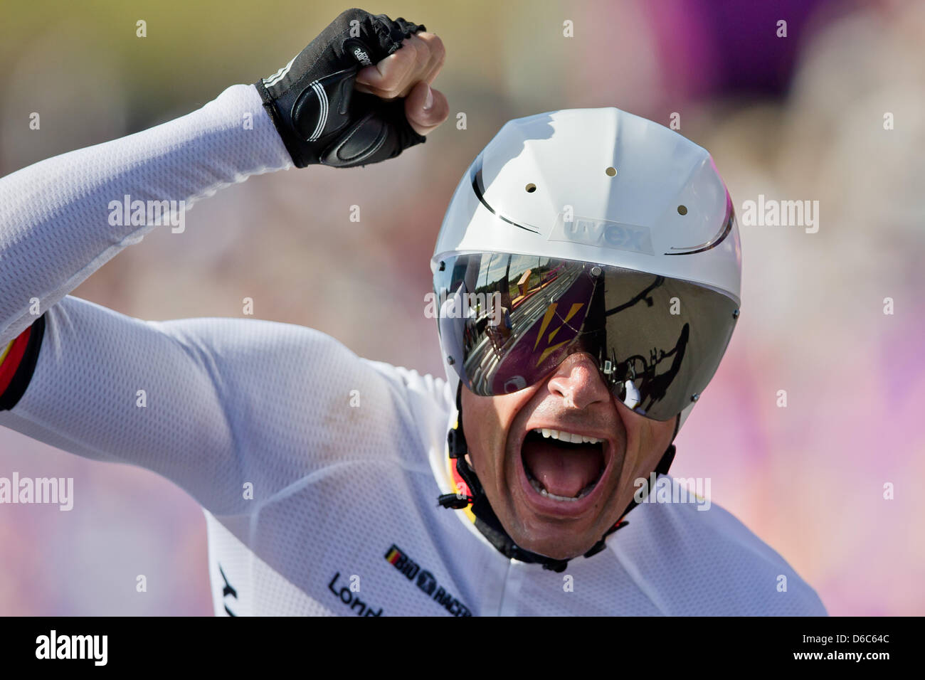 Michael Teuber of Germany celebrates after winning the Men's Individual ...