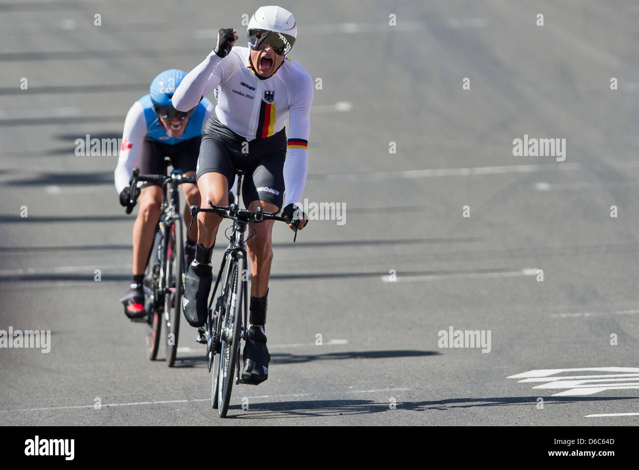 Michael Teuber of Germany celebrates after winning the Men's Individual ...