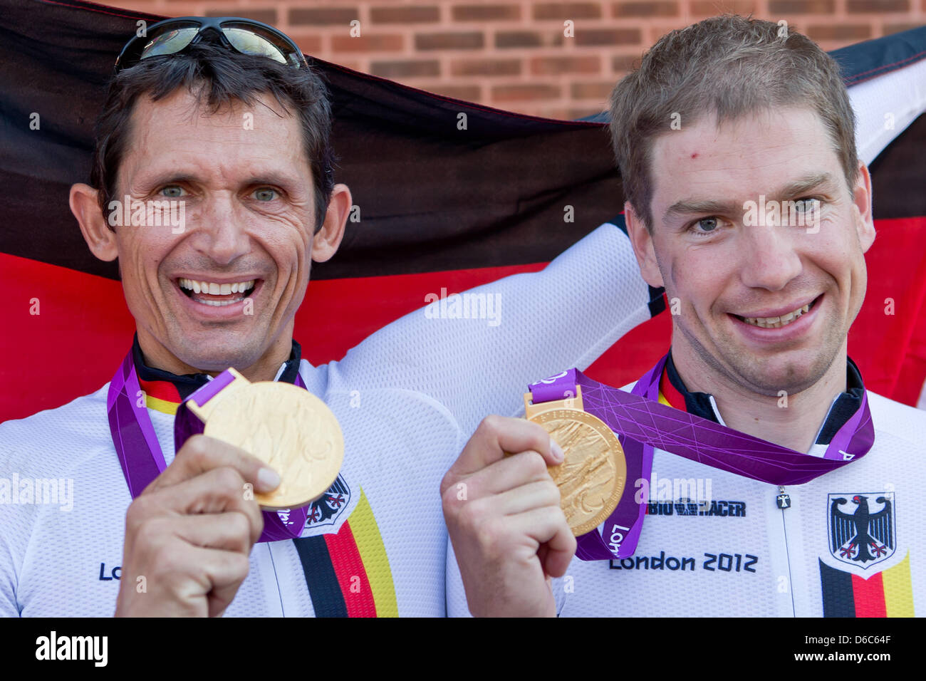 Michael Teuber (l) and Tobias Graf of Germany celebrate their gold ...