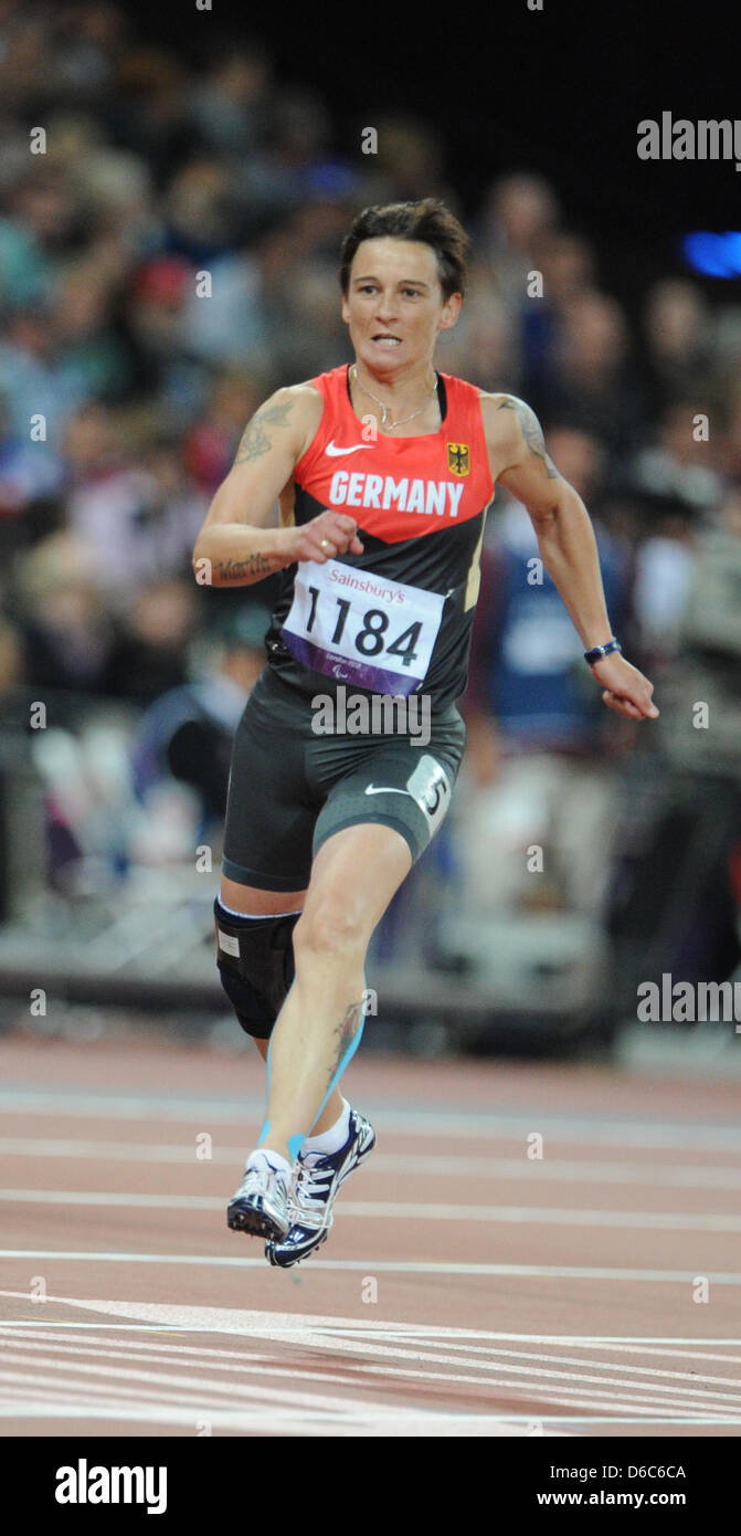 Jana Schmidt of Germany competes during the women's 100m - T42 final at ...