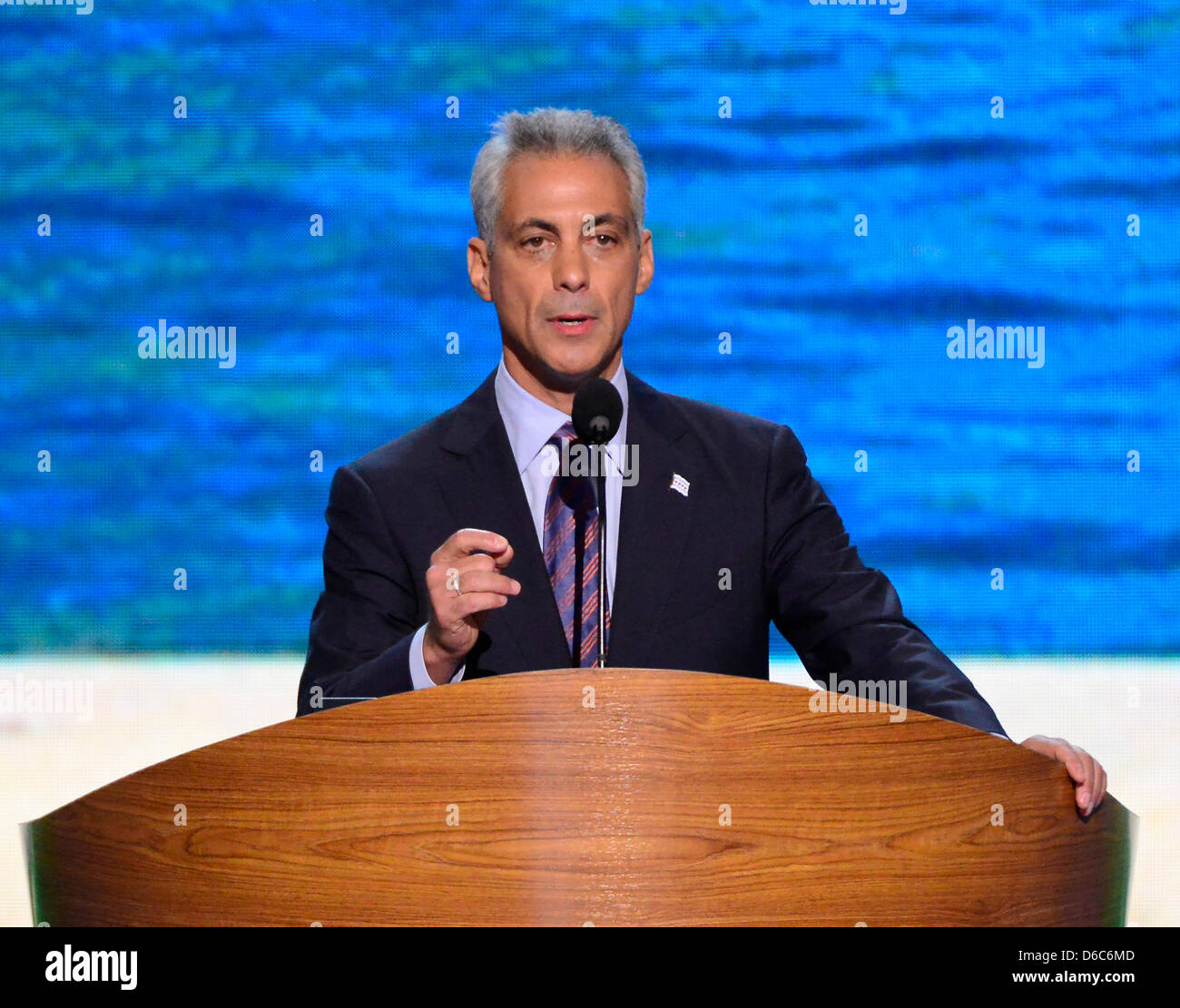 Mayor Rahm Emanuel of Chicago, Illinois makes remarks at the 2012 ...