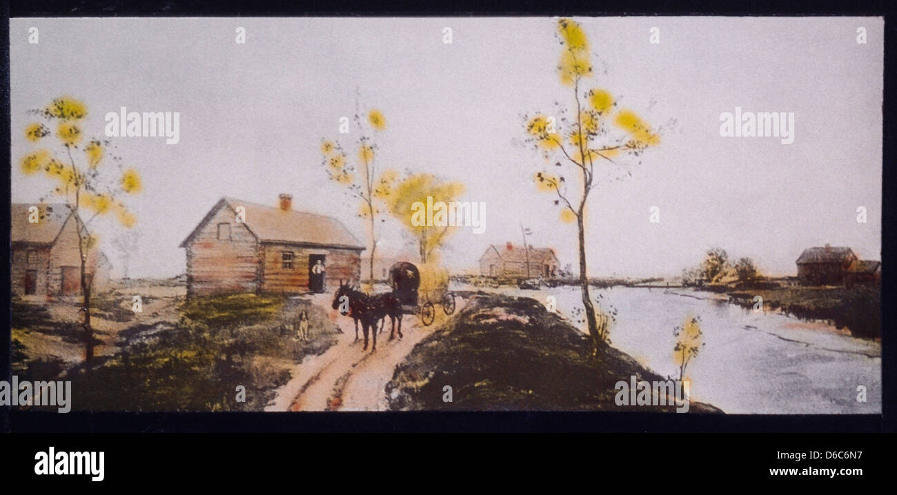 First Post Office, Chicago, Illinois, USA, Hand-Colored Lantern Slide ...