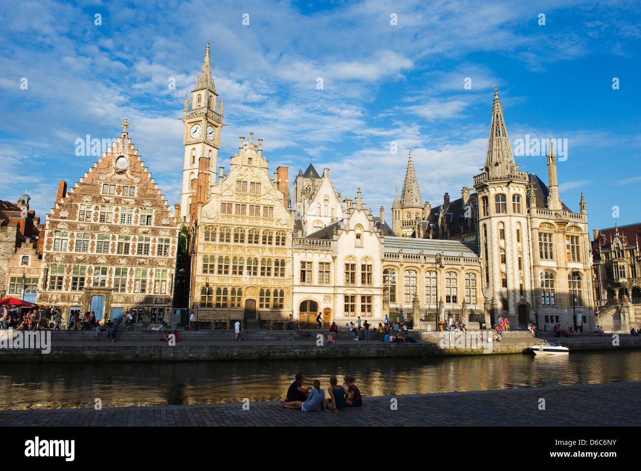 waterfront town houses, Ghent (Gent), Flanders, Belgium, Europe Stock ...
