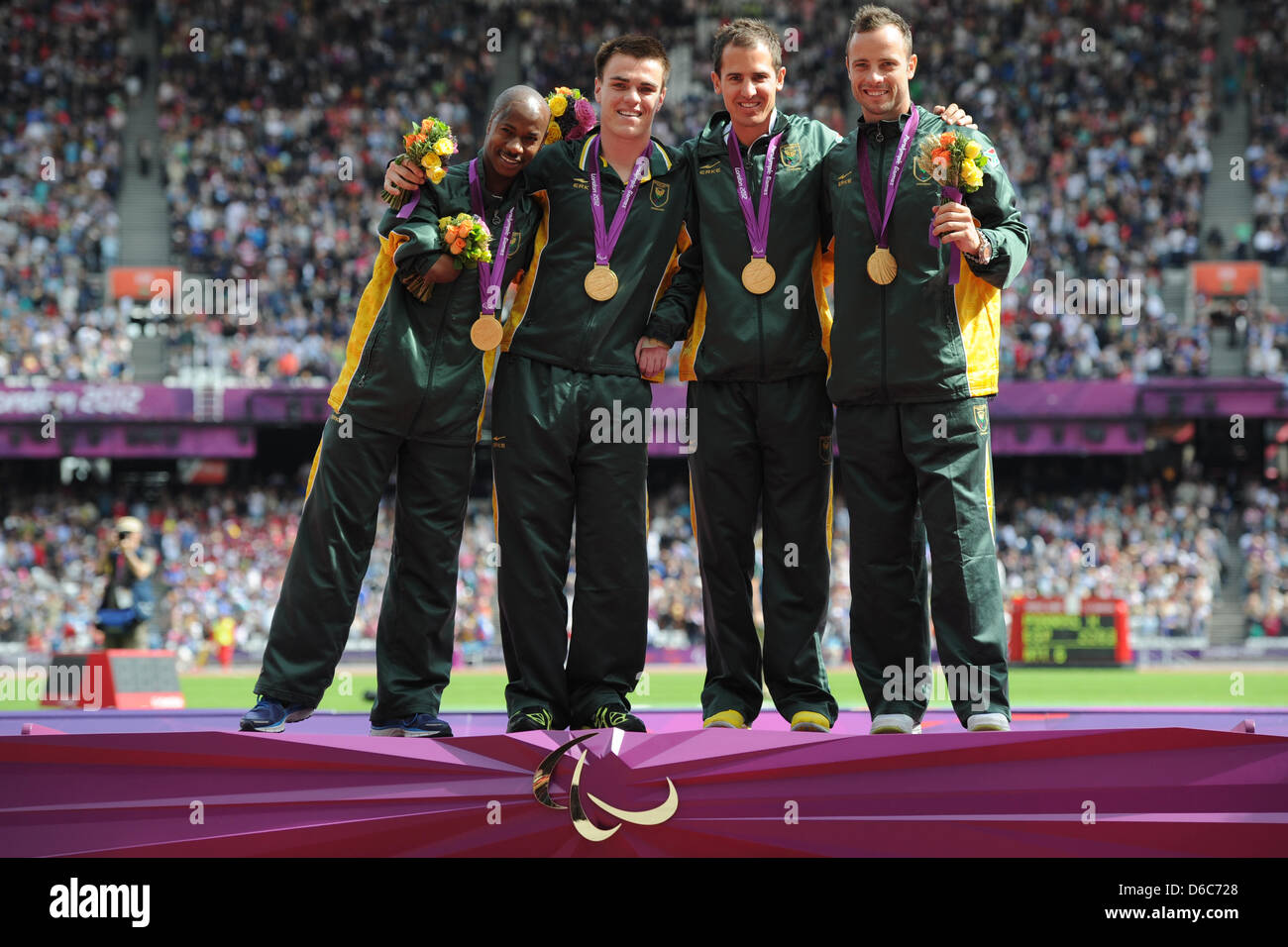 The South Africa relay team Samkelo Radebe (l-r), Zivan Smit, Arnu ...