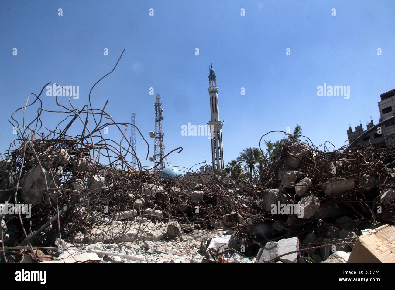Gaza City, Gaza Strip. April 15, 2013. A picture shows the rubble of a ...