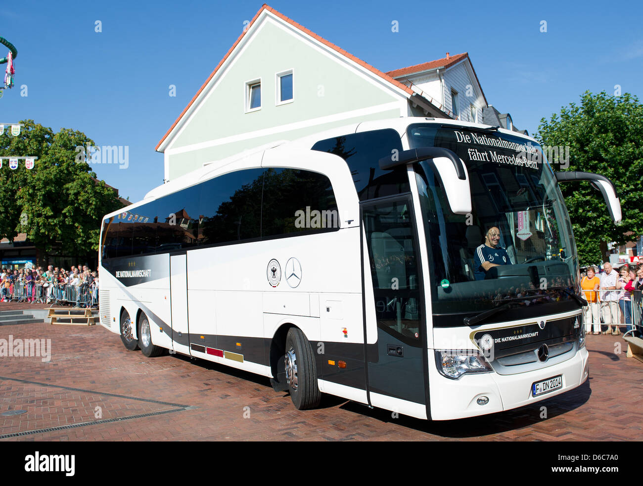 The new bus of the German national soccer team arrives for the handing ...