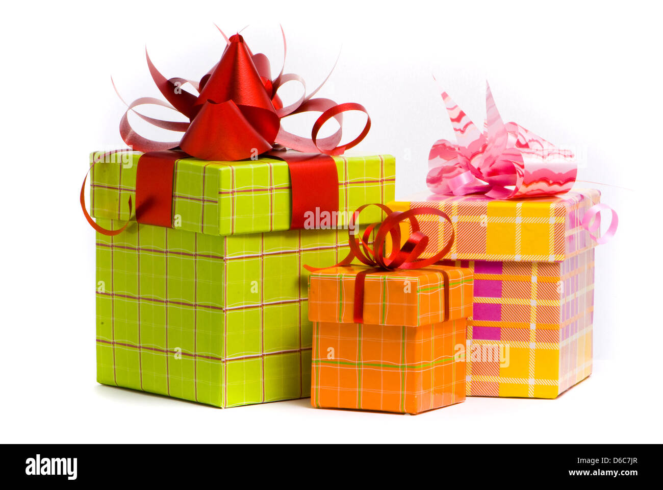 Three gift box studio shot Stock Photo - Alamy