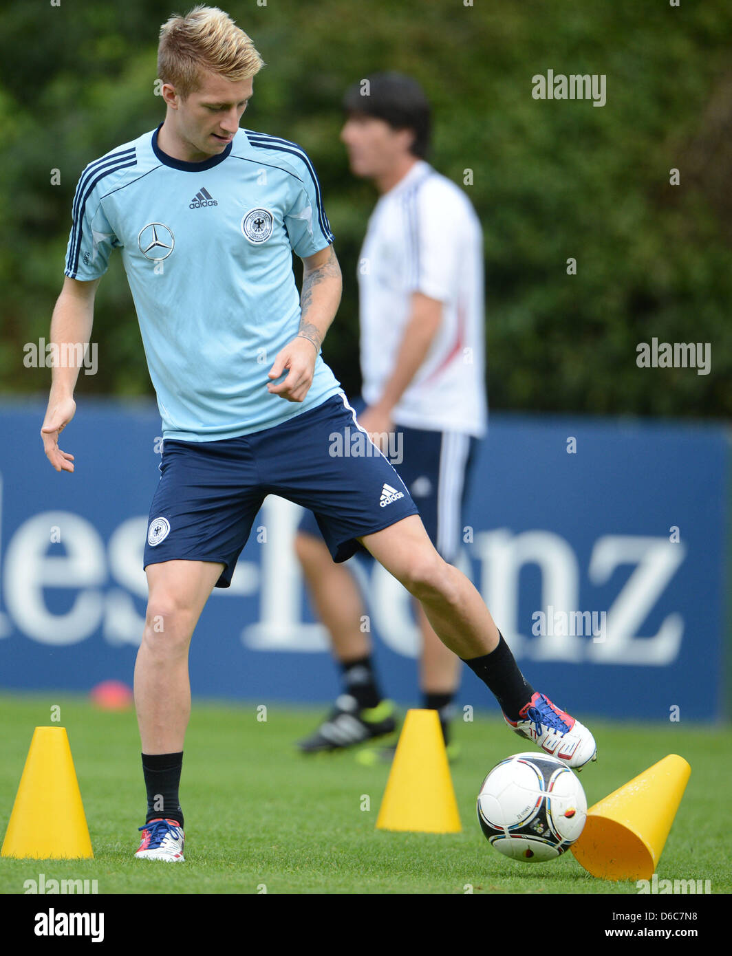 German national soccer player Marco Reus takes part in a practice ...