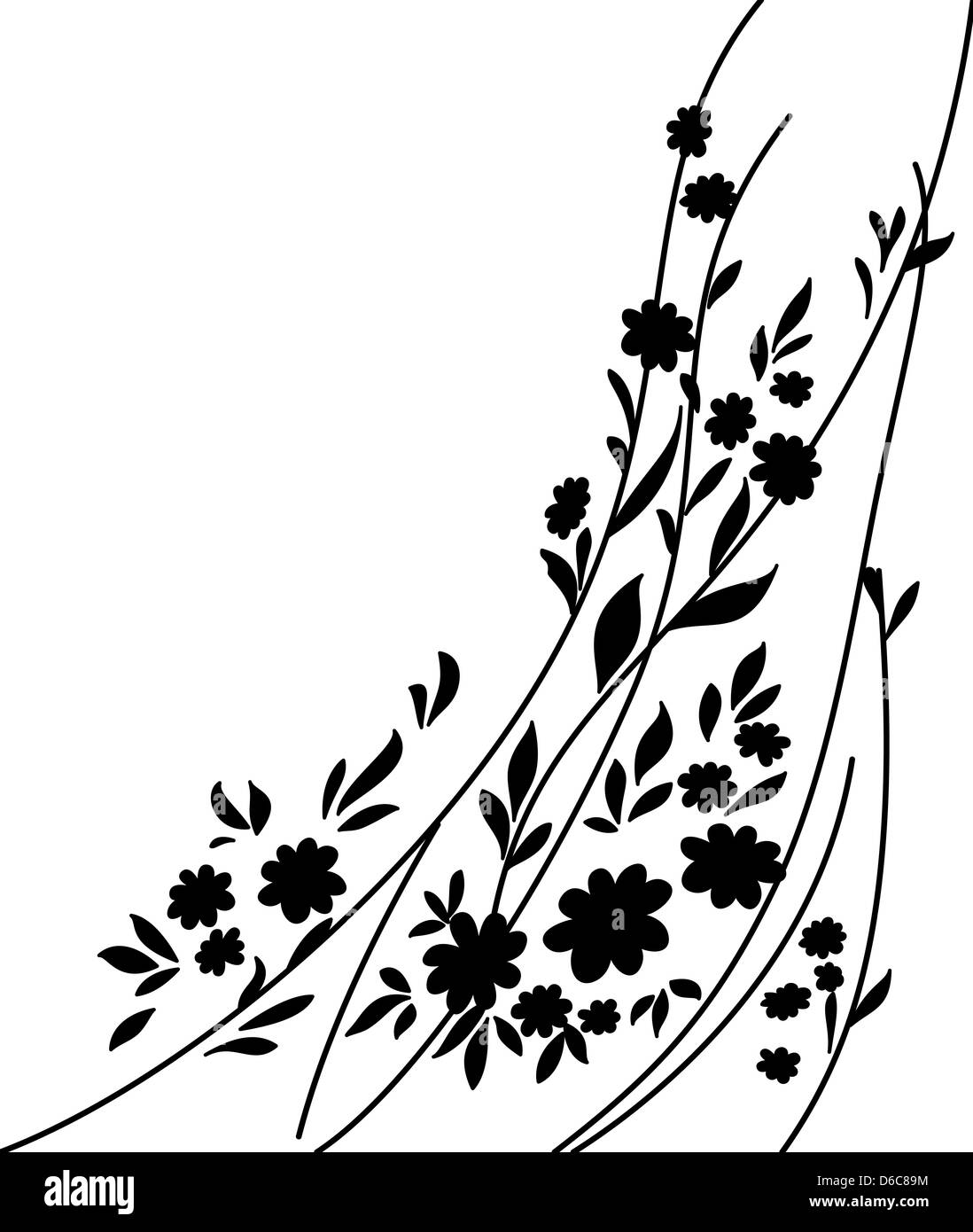 Flowers silhouette and grass Black and White Stock Photos & Images - Alamy