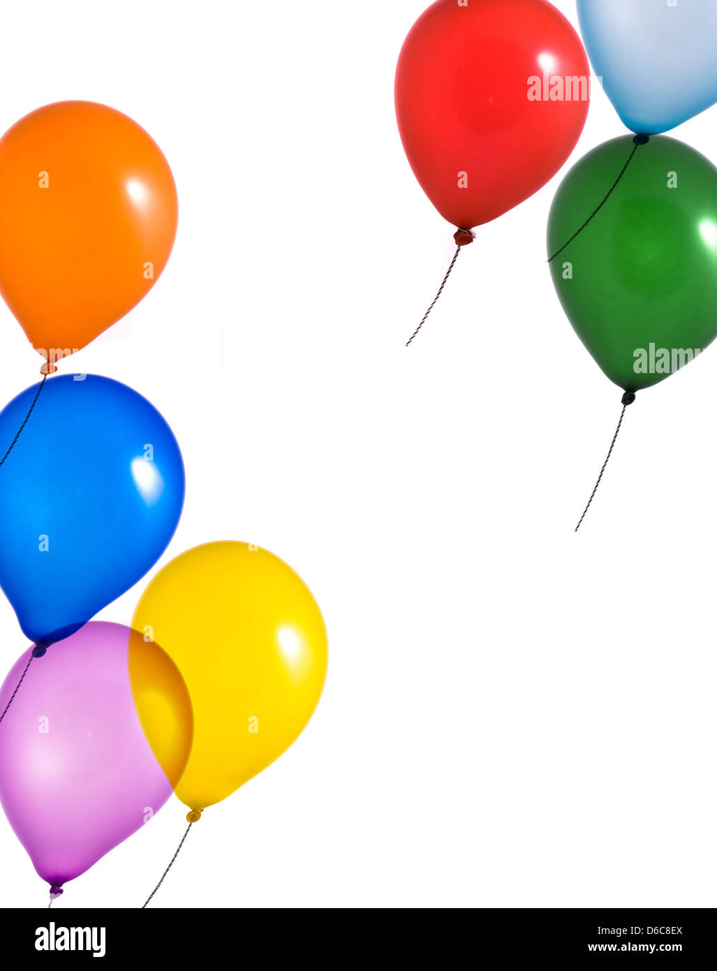 Multi color balloons on white background Stock Photo - Alamy