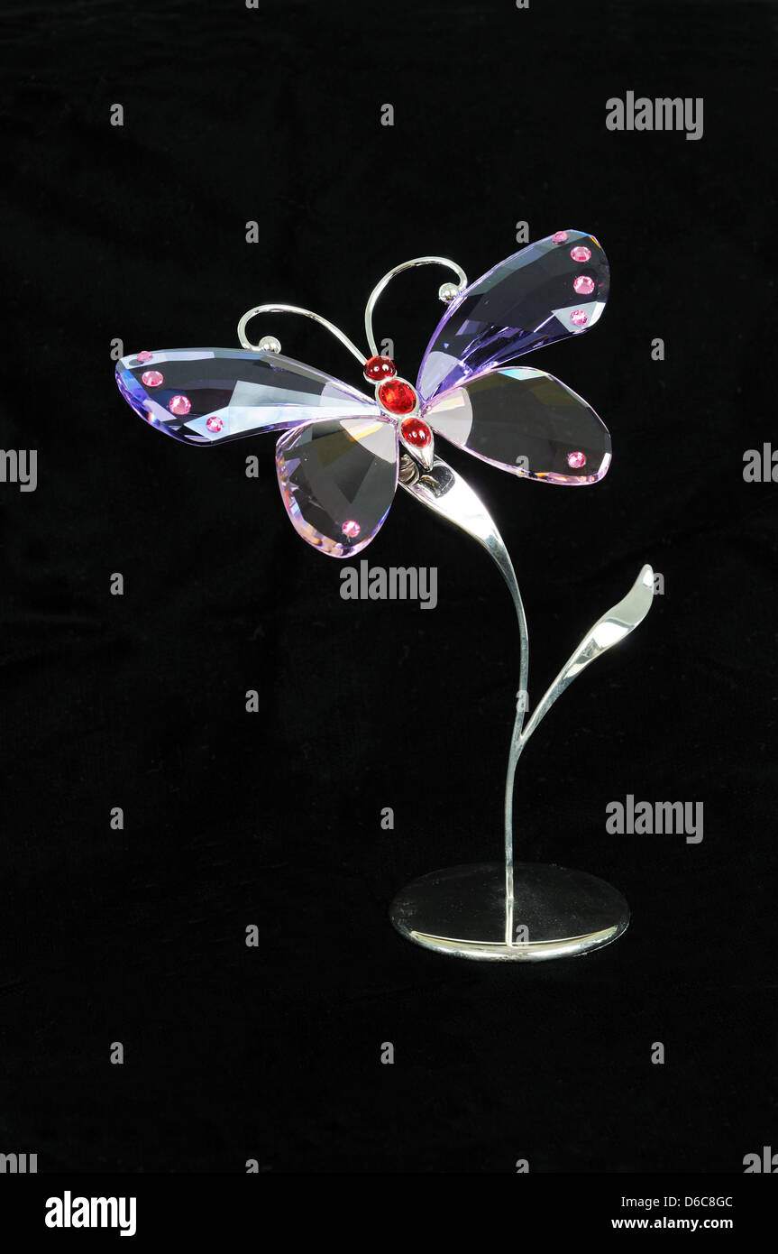 Crystal butterfly against a black background Stock Photo - Alamy