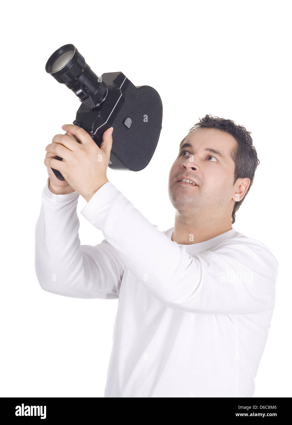 Cameraman isolated on white background Stock Photo - Alamy