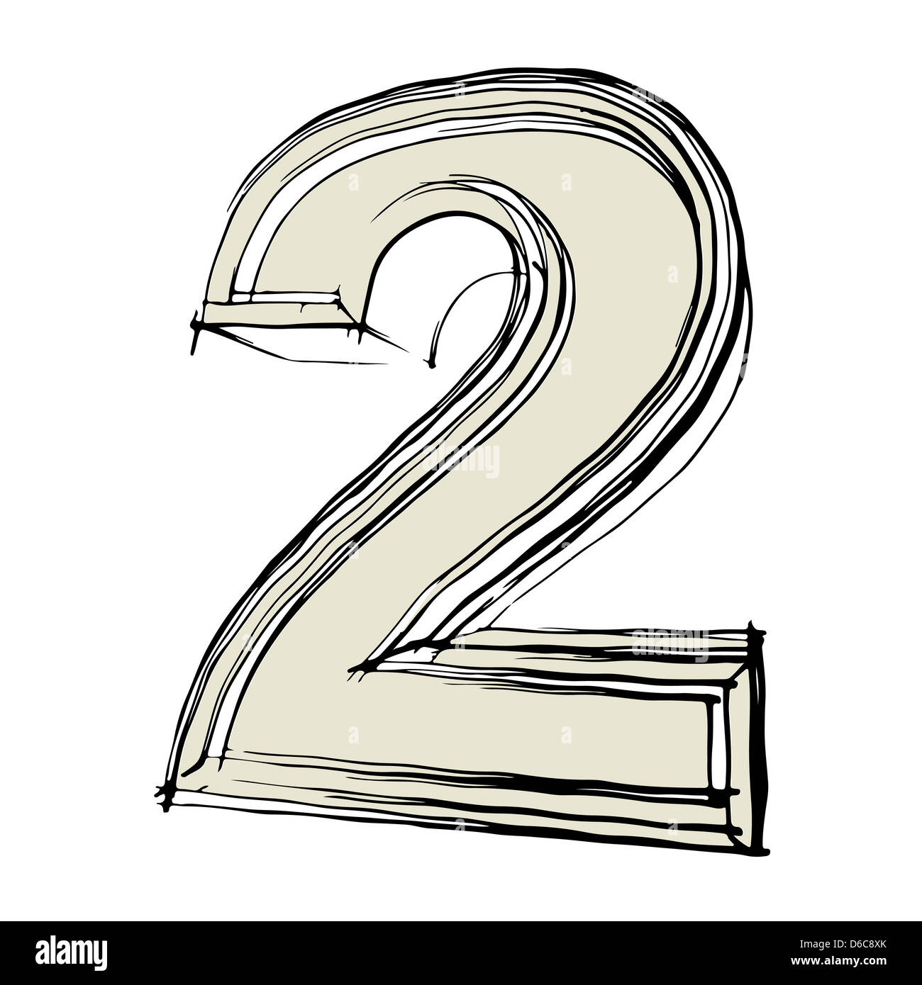 sketchy number 2 isolated on white background Stock Photo - Alamy