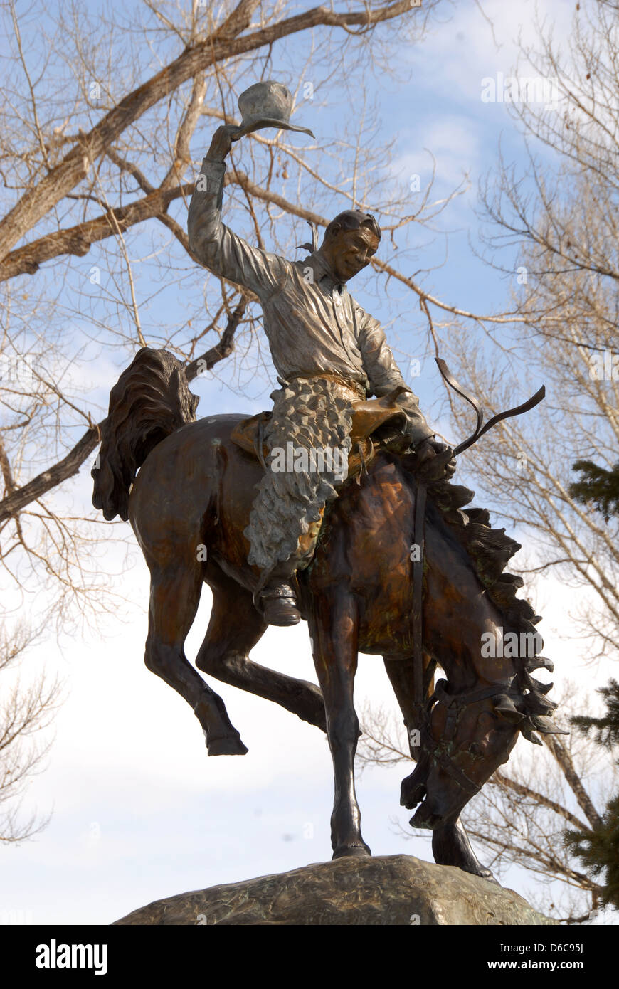 Cowboy memorial statue, Citypark Jockson Hole, Wyoming Stock Photo - Alamy
