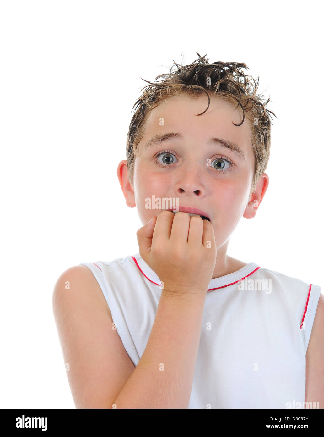 Portrait of a frightened boy Stock Photo - Alamy