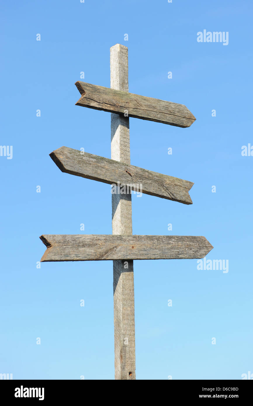 wooden blank sign post Stock Photo - Alamy
