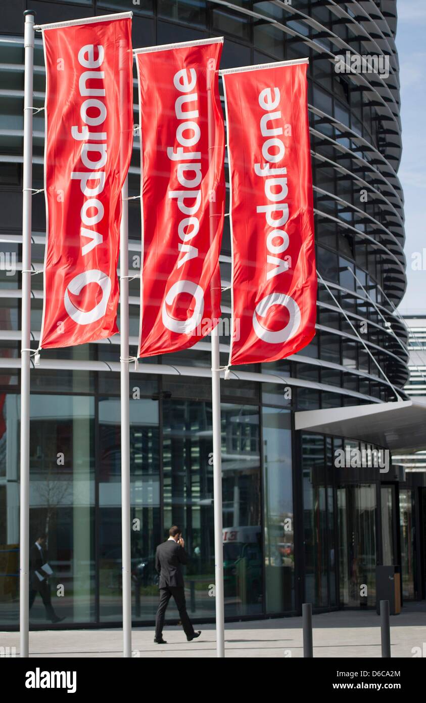 Vodafone flags wave at the Vodafone campus in Duesseldorf, Germany, 16 ...