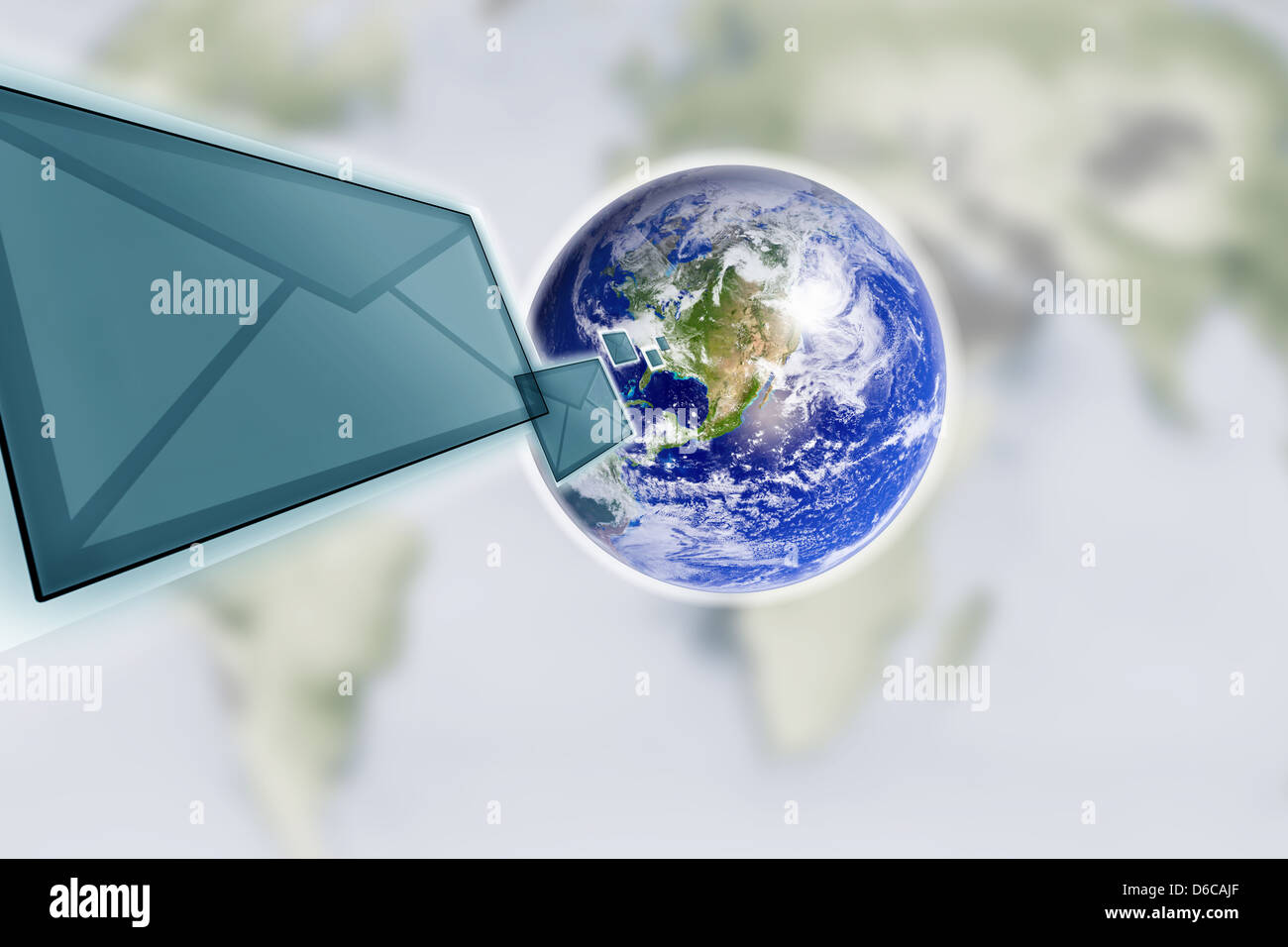 planet earth and mail the envelope Stock Photo - Alamy