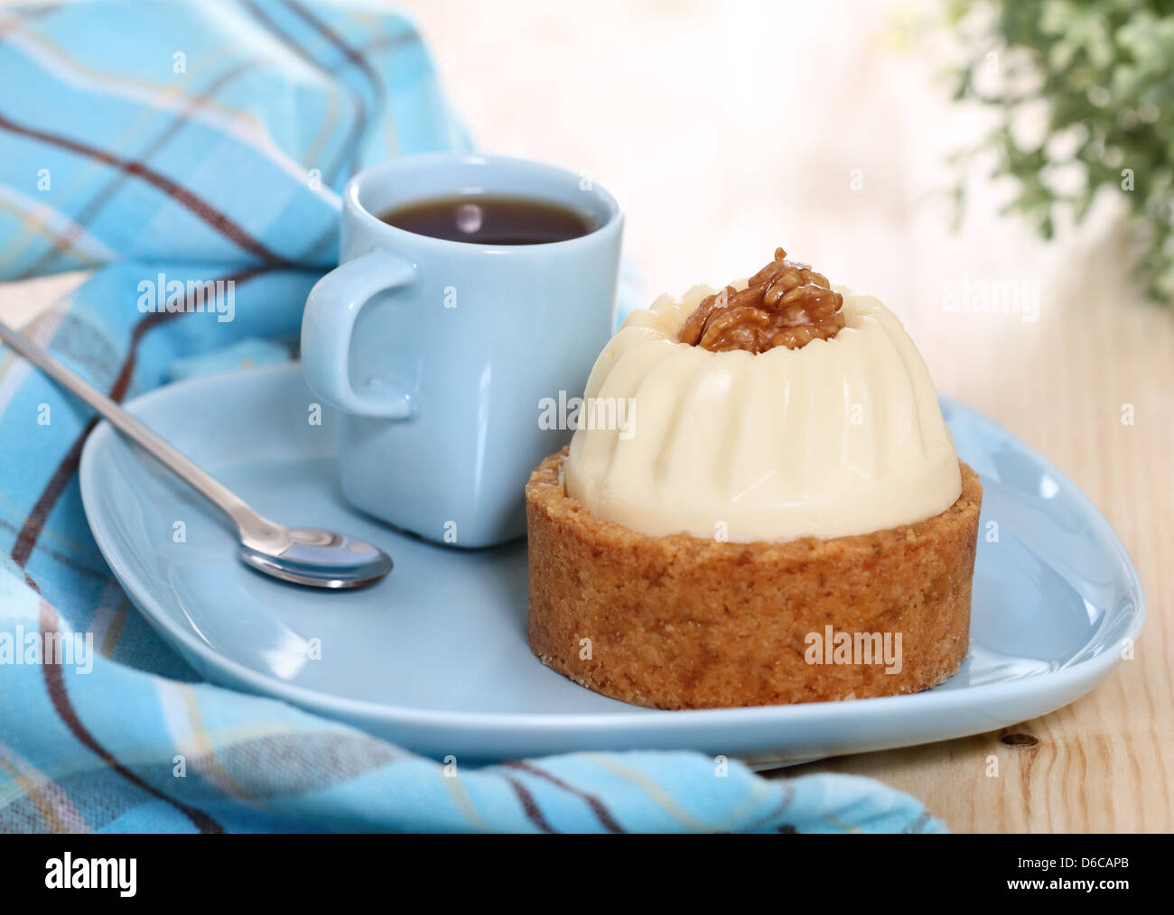 Walnut cake decorated with a cream Stock Photo - Alamy