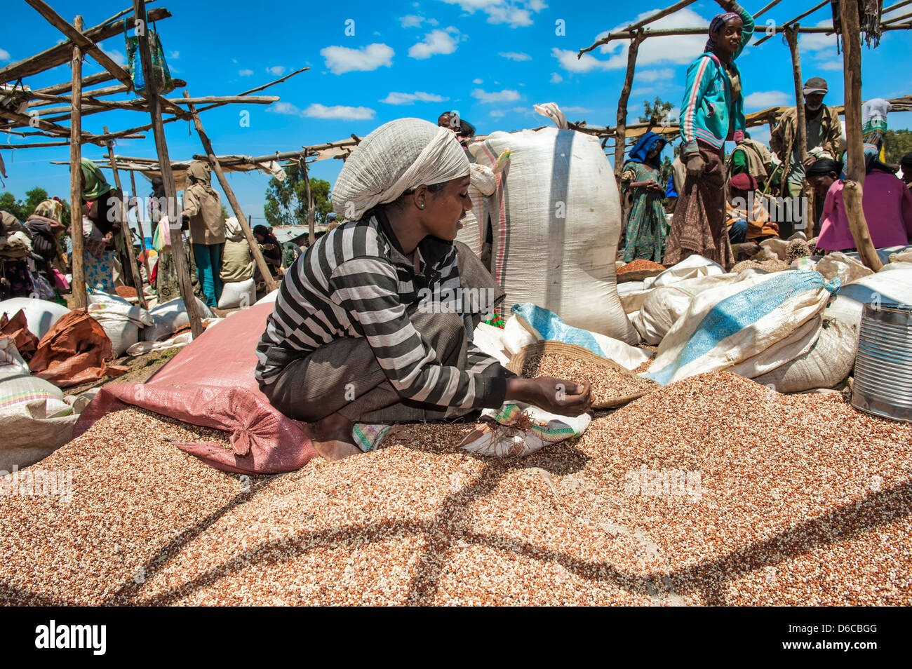 Women selling grains, Lalibela market, Amhara region, Northern Ethiopia ...