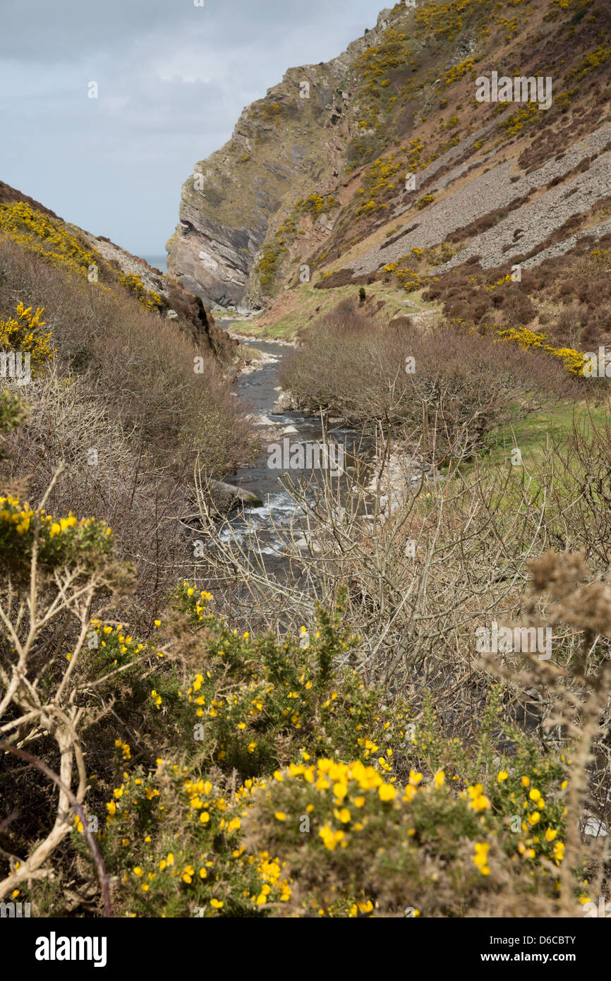 Heddon Valley Exmoor National Park Devon leading to beach at Heddons ...