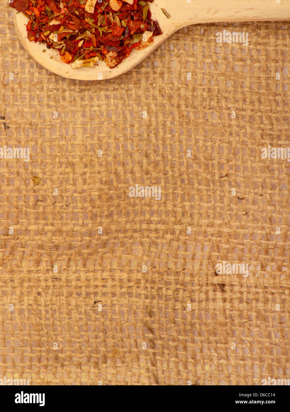 Spices on burlap Stock Photo - Alamy