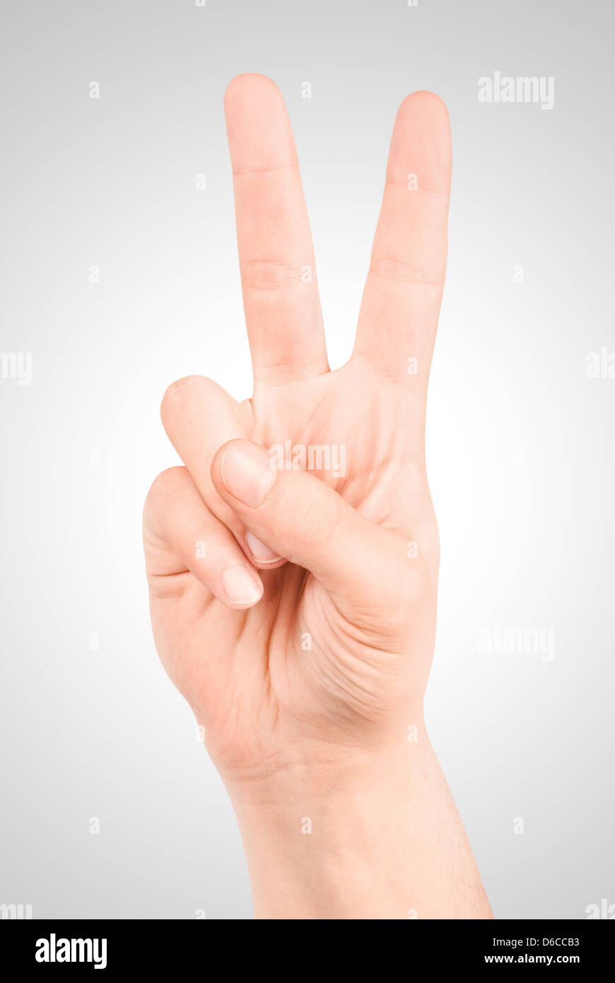 Man hand making sign. Isolated on white background Stock Photo - Alamy
