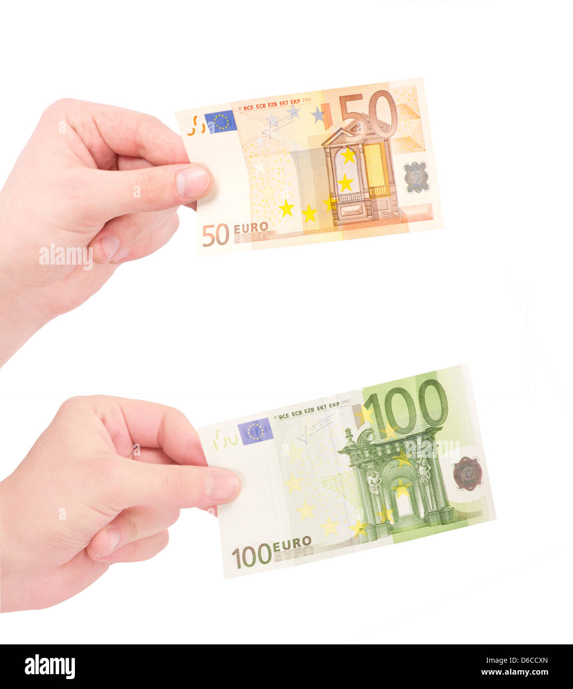 Money (Euro) in a hand isolated on white Stock Photo - Alamy