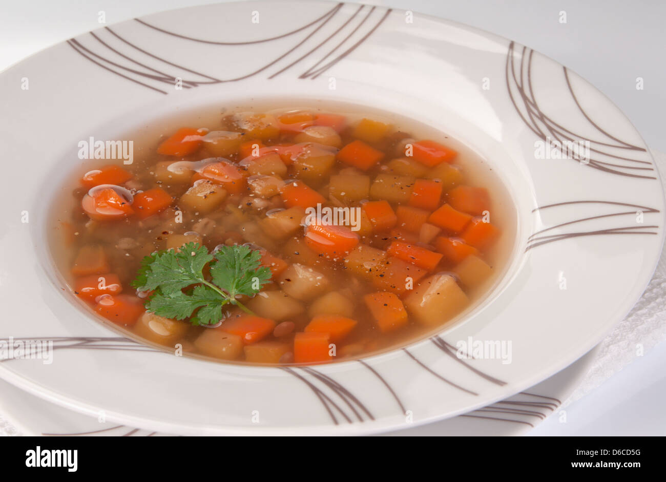 A plate of thick vegetable Scottish broth Stock Photo - Alamy